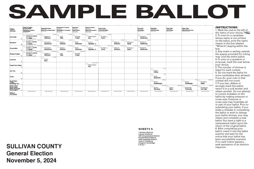 Sample Ballots for Upcoming Elections | Sullivan County NY